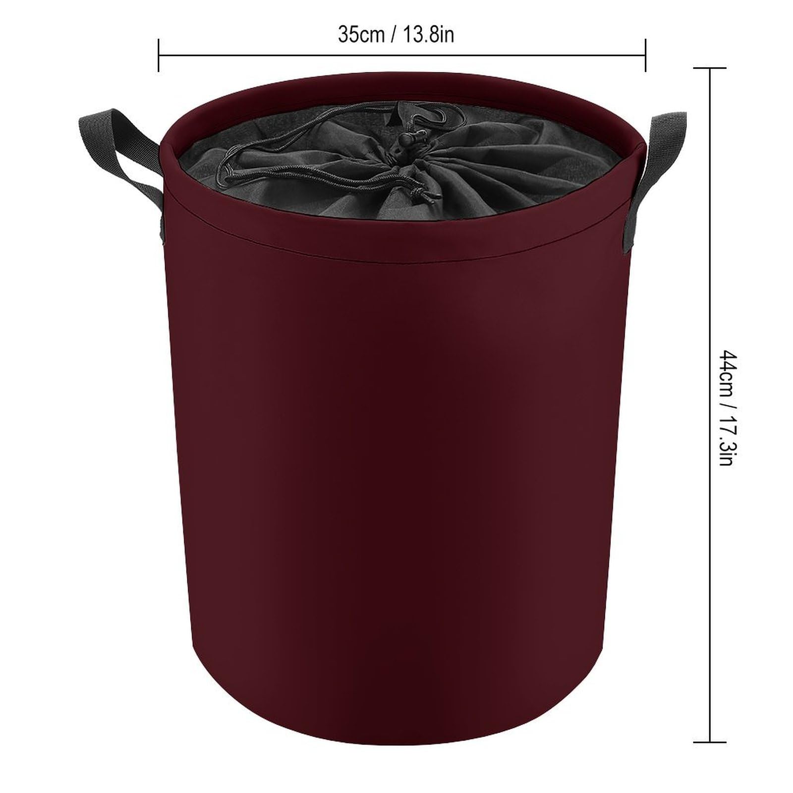 Large Laundry Hamper Bag, Solid Dark Red Maroon Laundry Basket with Drawstring Collapsible Dirty Clothes Storage Washing Bin for Bathroom, Dorm Essentials