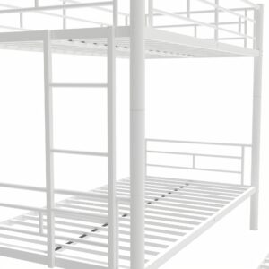 XMRCLP Heavy-Duty Metal Twin Over Bunk Bed with Trundle, Noise Reduced, Safety Guardrail for Bedroom or Guest Room, Kids, 77.00" L, 40.30" W, 61.40" H (White)