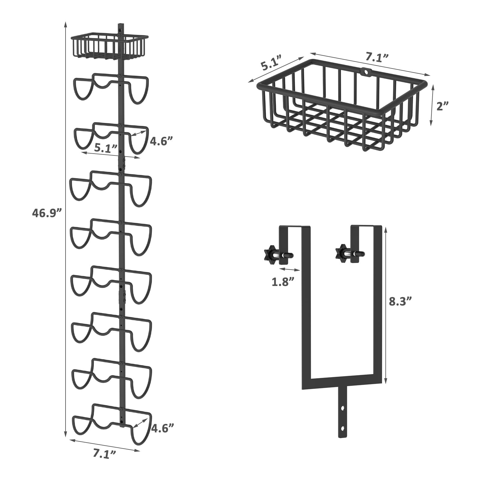 X-cosrack 9-Tier Over The Door Towel Rack for Bathroom Adjustable Door Hooks Towel Rack Over The Door Towel Holder for Bathroom Wall Mounted Towel Holder Over The Door Organizer Towel Storage -Black