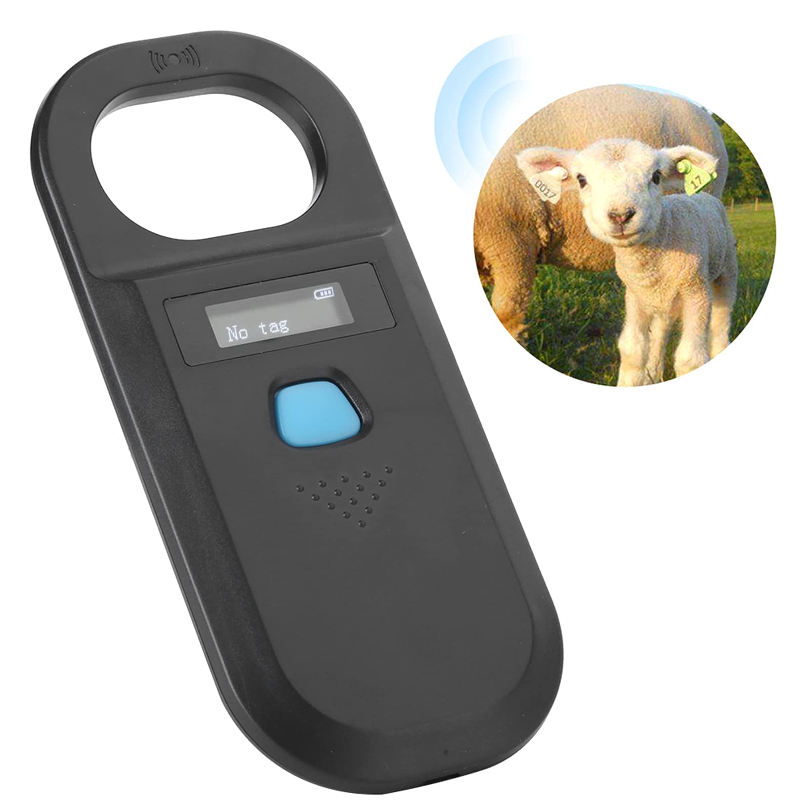 Pet Microchip Scanner, Handheld Pet ID Scanner Animal Microchip Reader with High Brightness Screen, Noncontact Pet ID Tag Scanner Supports for EMID/FDXB / ISO1784/85 (Black)