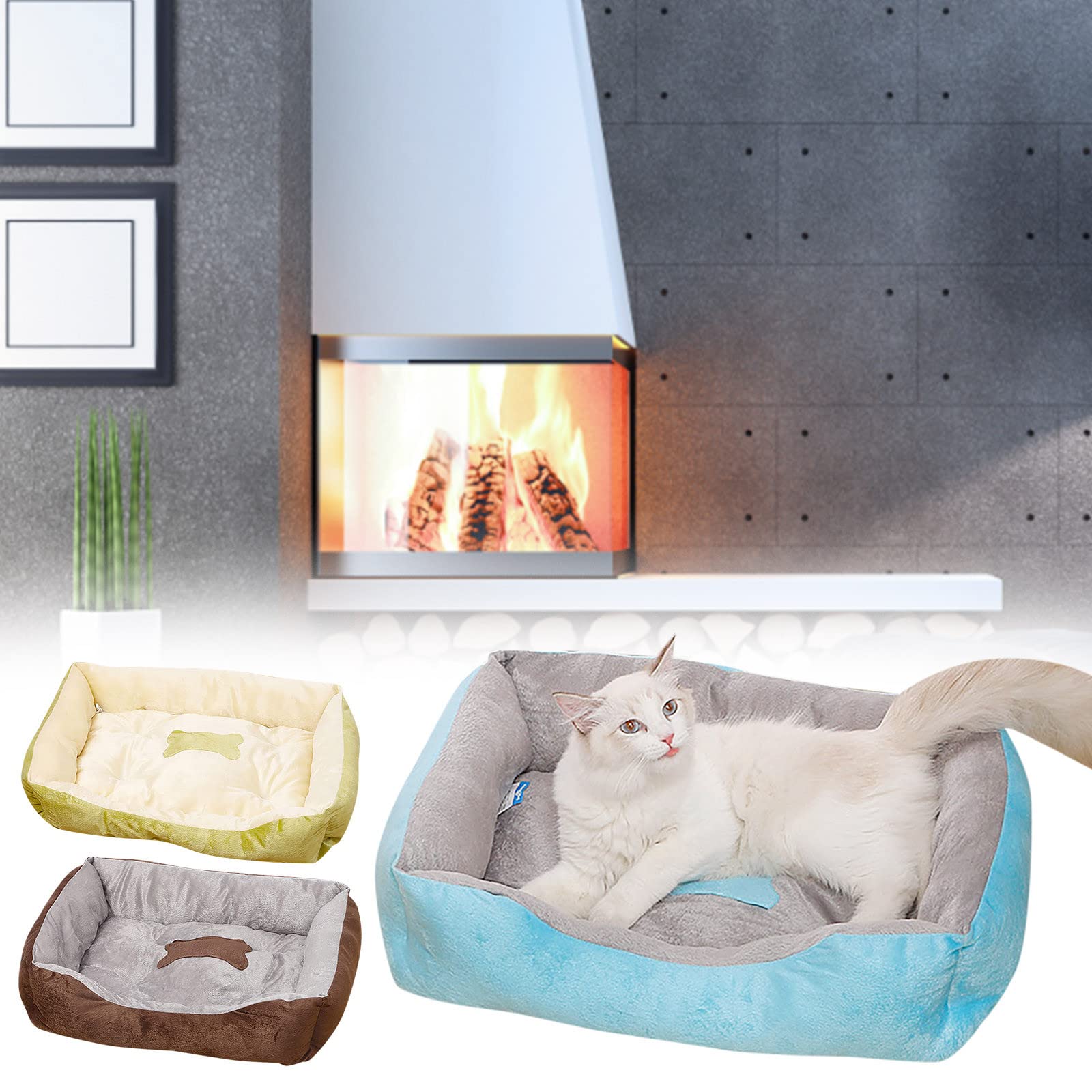 Dog Bed Calming Dog Bed Small Warehouse Clearance Square Cat Beds for Indoor Cats Washable Self Warming Cat Bed for Outside Faux Fur Ultra Soft Anti Anxiety Cat Bed Cat Cuddler Dog Bed