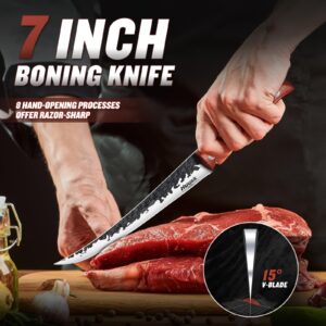 Huusk Meat Cleaver Knife Fillet Knife for Meat Cutting Vegetable Cleavers with Ergonomic Handle Chopping Knives for Kitchen Japanese Boning Knife Meat Butcher Knife for Fish Chincken Gift for Dad