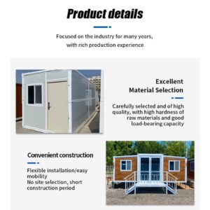 Customizable Foldable Prefab Homes - Expandable Tiny Home for Adults, Portable Mobile House with 1-3 Rooms, Kitchen & Bathroom Toilet - Ideal for Small Families, Storage Sheds & Garden House