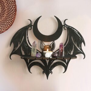 anlv halloween decoration bat shelf floating black wall shelves for bedroom-halloween wall decor for halloween home bedroom living room decor a