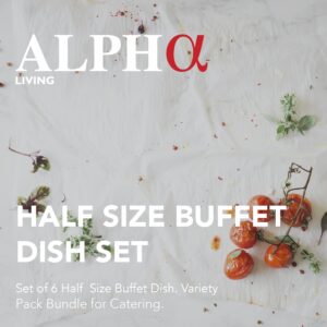 Alpha Living 6 Pack - Disposable Chafing Dish Buffet Set, Welded Body Food Warmers for Parties, 6hr Fuel Cans Complete Set, Half Size Pans, Warming Trays