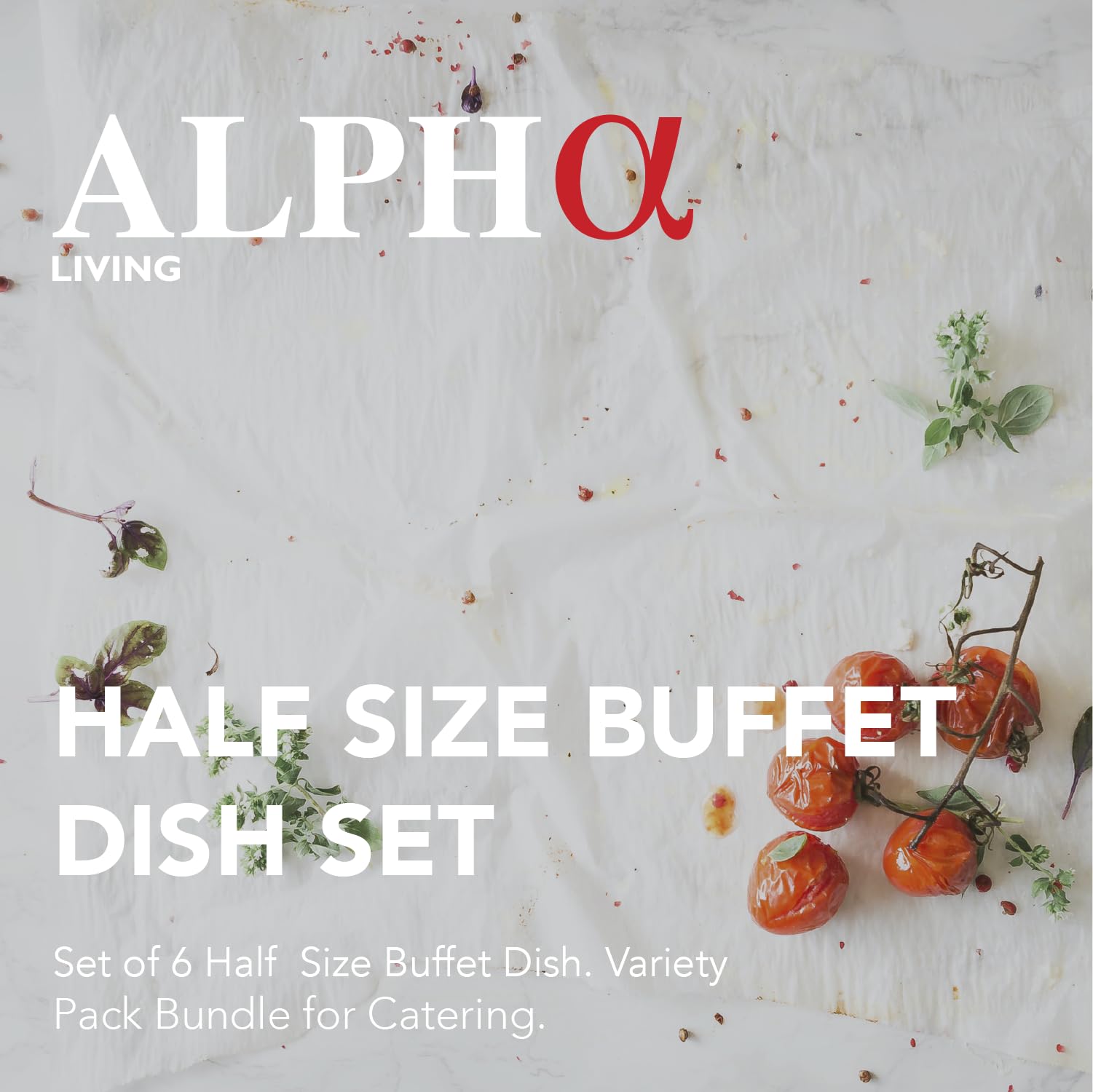 Alpha Living 6 Pack - Disposable Chafing Dish Buffet Set, Welded Body Food Warmers for Parties, 6hr Fuel Cans Complete Set, Half Size Pans, Warming Trays