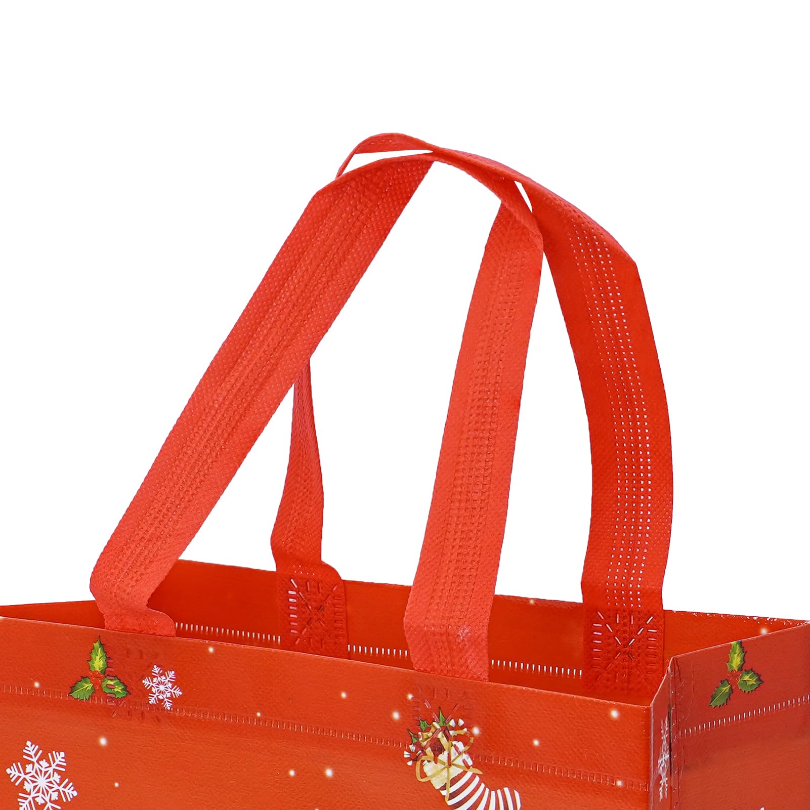 Christmas Gift Bags Tote-Bag with Handles - 12 Pack Reusable Non-Woven Xmas Party Supplies Present Holiday Santa Claus Merry Christmas Pattern for New Year Shopping L9.5"xH10.2"xW4.3" (L24xH26xW11cm)