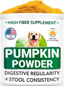 pumpkin for dogs - powdered fiber supplement and stool softener - treat diarrhea, constipation, upset stomach, food sensitivity - improve digestion - made in usa - 8 oz pumpkin powder