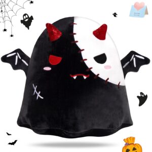 funbase halloween ghost bat plush pillow - creative double-sided plush cushion with red devil horns & wings, perfect for holiday décor & gifts