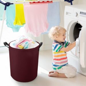 Large Laundry Hamper Bag, Solid Dark Red Maroon Laundry Basket with Drawstring Collapsible Dirty Clothes Storage Washing Bin for Bathroom, Dorm Essentials