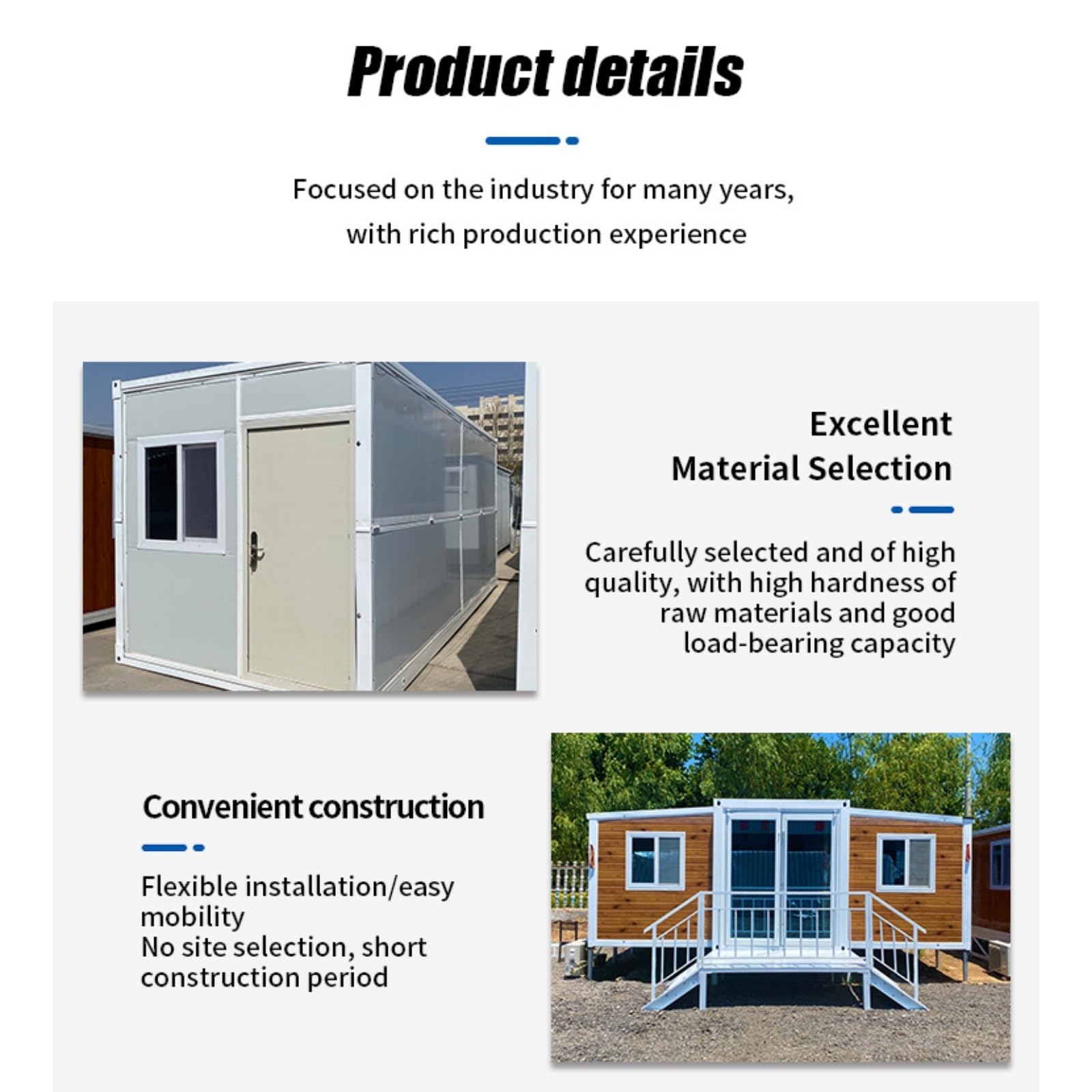 Foldable Prefab Home - Customizable Tiny Home for Adults, Expandable Portable Mobile House with 1-3 Rooms, Kitchen, and Attached Bathroom, Ideal for Small Families, Storage Sheds, and Garden Houses