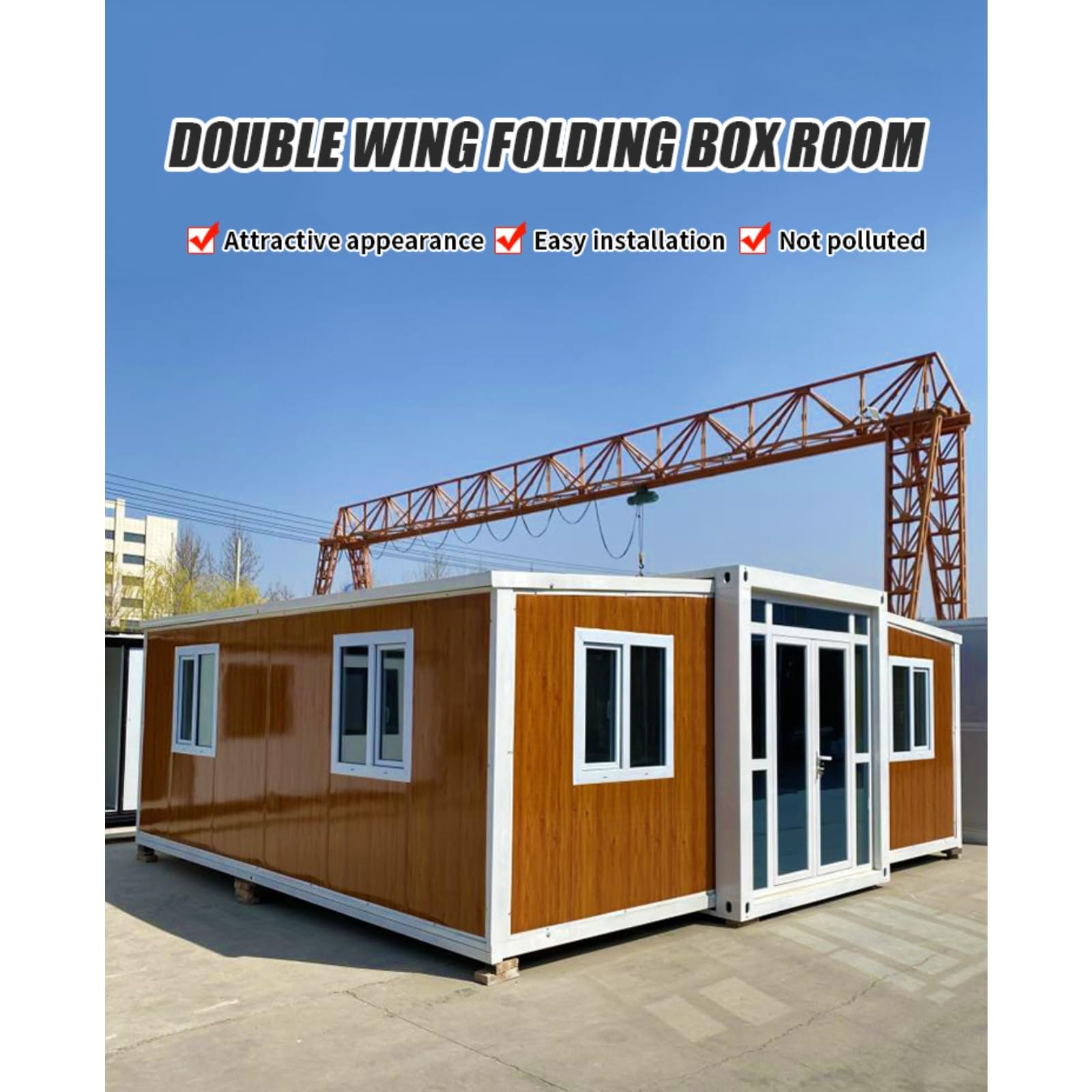 Foldable Prefab Home - Customizable Tiny Home for Adults, Expandable Portable Mobile House with 1-3 Rooms, Kitchen, and Attached Bathroom, Ideal for Small Families, Storage Sheds, and Garden Houses