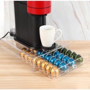 xronslute for nespresso pods holder,vertuo pod holder,acrylic 32 large pod organizer,clear coffee pod capsule drawer