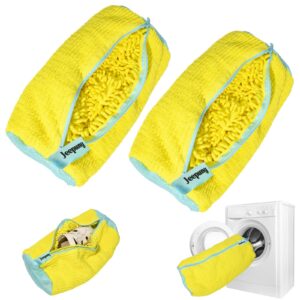 jeepung shoe washing machine bag, laundry shoe bag for washer and dryer, reusable shoe washing bag for all shoe types and sizes shoe laundry bag (yellow 2pcs)