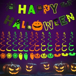 meilinjian happy halloween decorations banner,glow in the dark halloween decorations neon glow halloween sign for glow in the dark halloween party,black light party