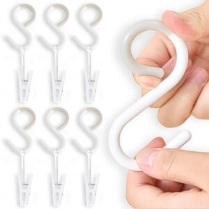 aokeleon 6 pack laundry hooks clip plastic clothes pins s hooks pins towel clips super strong hanger clips flexible neck easy twist and lock for clothing store kitchen wardrobe socks handbag white