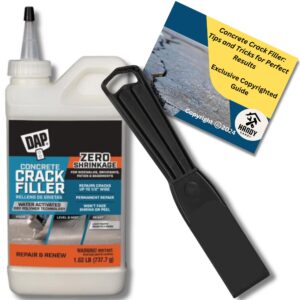 concrete crack repair kit (dry)- bundle with dap concrete crack filler (1.62 lbs) - handy dandy guide and putty knife-cement crack filler- patio, sidewalk, basement, and driveway crack filler(gray)