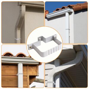 MOROBOR Downspout Fasteners, 2 Pcs White Downspout Wall Bracket Downspout Pipe Clips Downspout Gutter Straps Downspout Adapter for Home Building Roof Drain