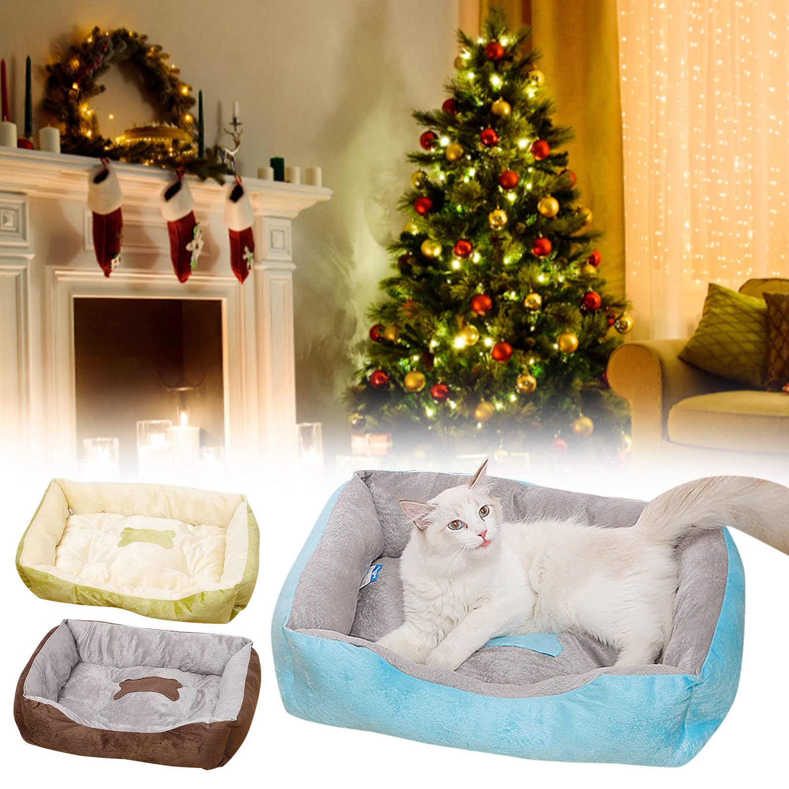 Dog Bed Calming Dog Bed Small Warehouse Clearance Square Cat Beds for Indoor Cats Washable Self Warming Cat Bed for Outside Faux Fur Ultra Soft Anti Anxiety Cat Bed Cat Cuddler Dog Bed