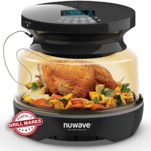 Nuwave Infra-Red Primo Grill Oven, Integrated Smart Thermometer, Nonstick Grill Bottom & Convection Top for Surround Cooking, Cook Fresh or Frozen, Durable Power Dome Included