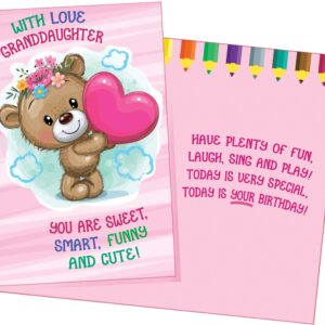 Chuck's Card-O-Rama - Birthday Card For Granddaughter - Made in USA - Why Pay More? - Large Card Opens to 10" x 7.75" - Extra Thick Paper - 95363