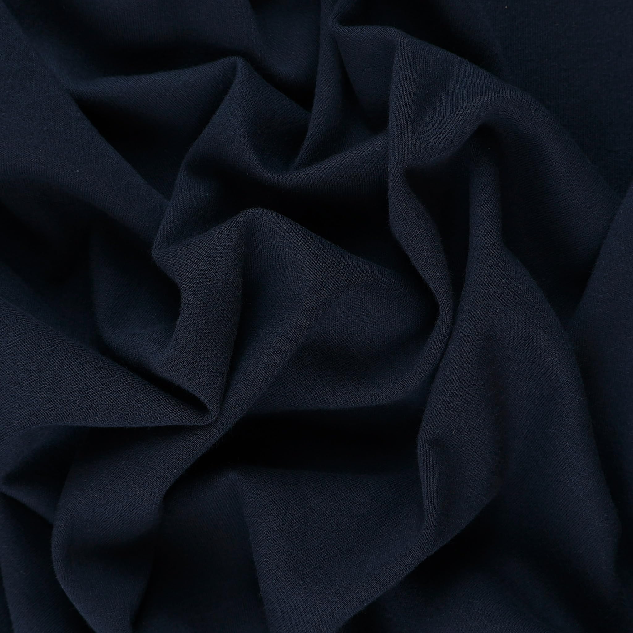 Mook Fabrics Solid Interlock Knit Fabric (64'' Wide) 2 Way Stretch, Dk Navy Cut by The Yard