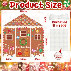 VitalCozy 4 Pcs Christmas Gingerbread Door Decorations Xmas Gingerbread House Backdrop Gingerbread Candy Door Covers Christmas Hanging Banner Porch Sign for Holiday Classroom Office Home Party Decor