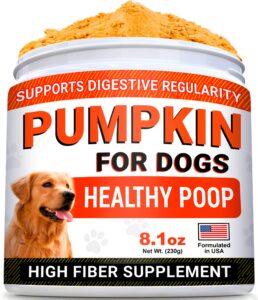 strellalab pumpkin for dogs - high fiber powder supplement - stool consistency and softener - digestion support - made in usa - pumpkin 8oz