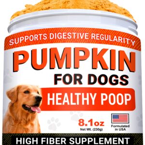 STRELLALAB Pumpkin for Dogs - High Fiber Powder Supplement - Stool Consistency and Softener - Digestion Support - Made in USA - Pumpkin 8oz