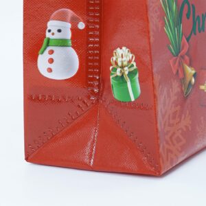 Christmas Gift Bags Tote-Bag with Handles - 12 Pack Reusable Non-Woven Xmas Party Supplies Presents Holiday Santa Claus Merry Christmas Pattern for New Year's Shopping L8.6"xH9"xW4.3"(L22xH23xW11cm)