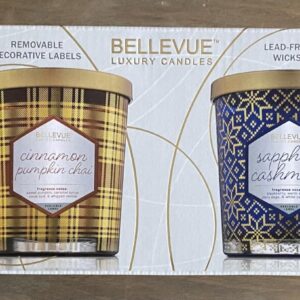 Bellevue Luxury Candles, 4 Soy Blend Candles 12 oz Each, Removable Labels, Lead-Free Wicks, Fragrances with Essential Oils