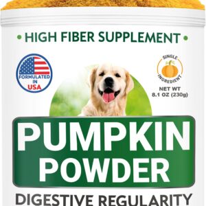 Pumpkin for Dogs - Powdered Fiber Supplement and Stool Softener - Treat Diarrhea, Constipation, Upset Stomach, Food Sensitivity - Improve Digestion - Made in USA - 8oz Pumpkin Fruit and Seed