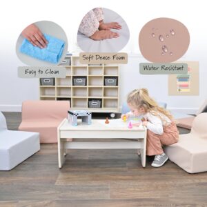 Children's Factory Library Lounger, Flexible Seating Classroom Furniture, Comfy Kids Chairs, Sand, Single Lounger