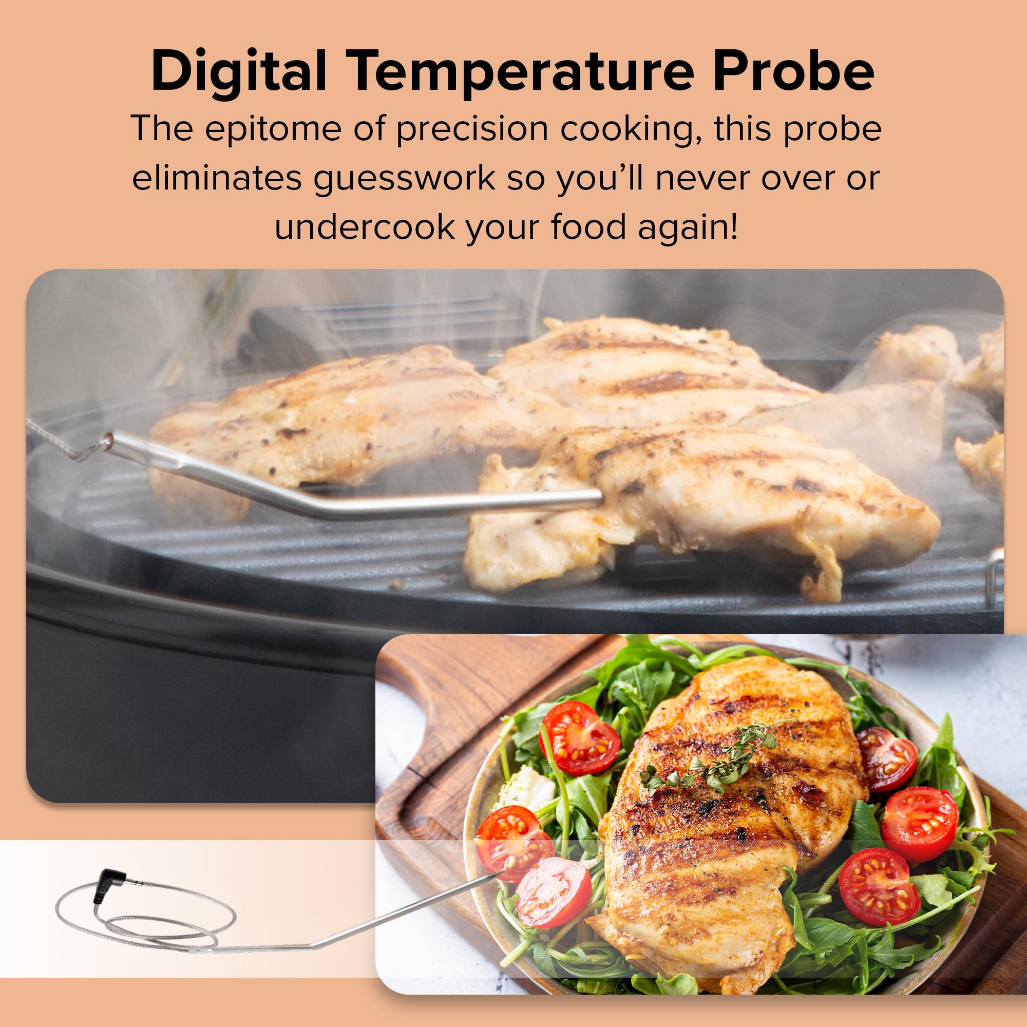 Nuwave Infra-Red Primo Grill Oven, Integrated Smart Thermometer, Nonstick Grill Bottom & Convection Top for Surround Cooking, Cook Fresh or Frozen, Durable Power Dome Included