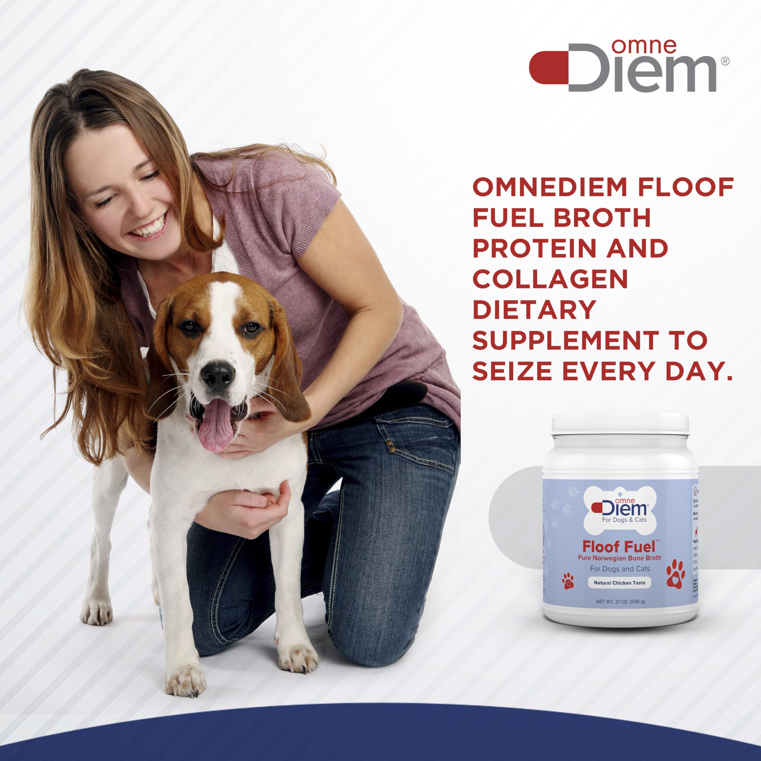 OmneDiem Floof Fuel for Cats & Dogs - Pure Norwegian Poultry Bone Broth - Pet Food Topper - Tasty Chicken Flavor, Rich in Protein - Supports The Health of The Joints, Gut, Skin & Coat - 21oz (595g)