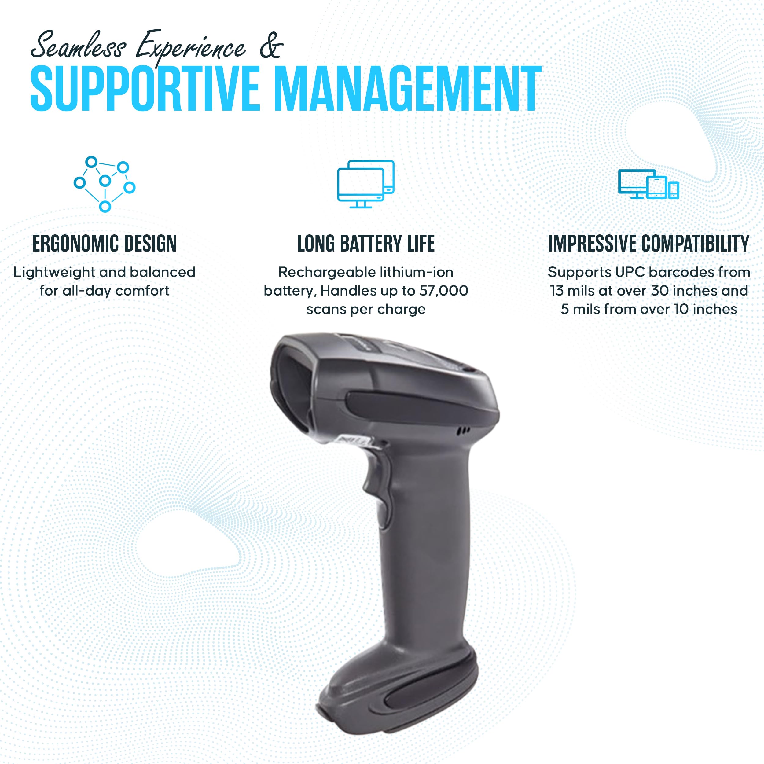 LI4278 Zebra Symbol Barcode Handheld Scanner Bluetooth Wireless Bundle - 1 Year Warranty - with Cradle, New USB Cable & Microfiber Cleaning Cloth, Black (Renewed)