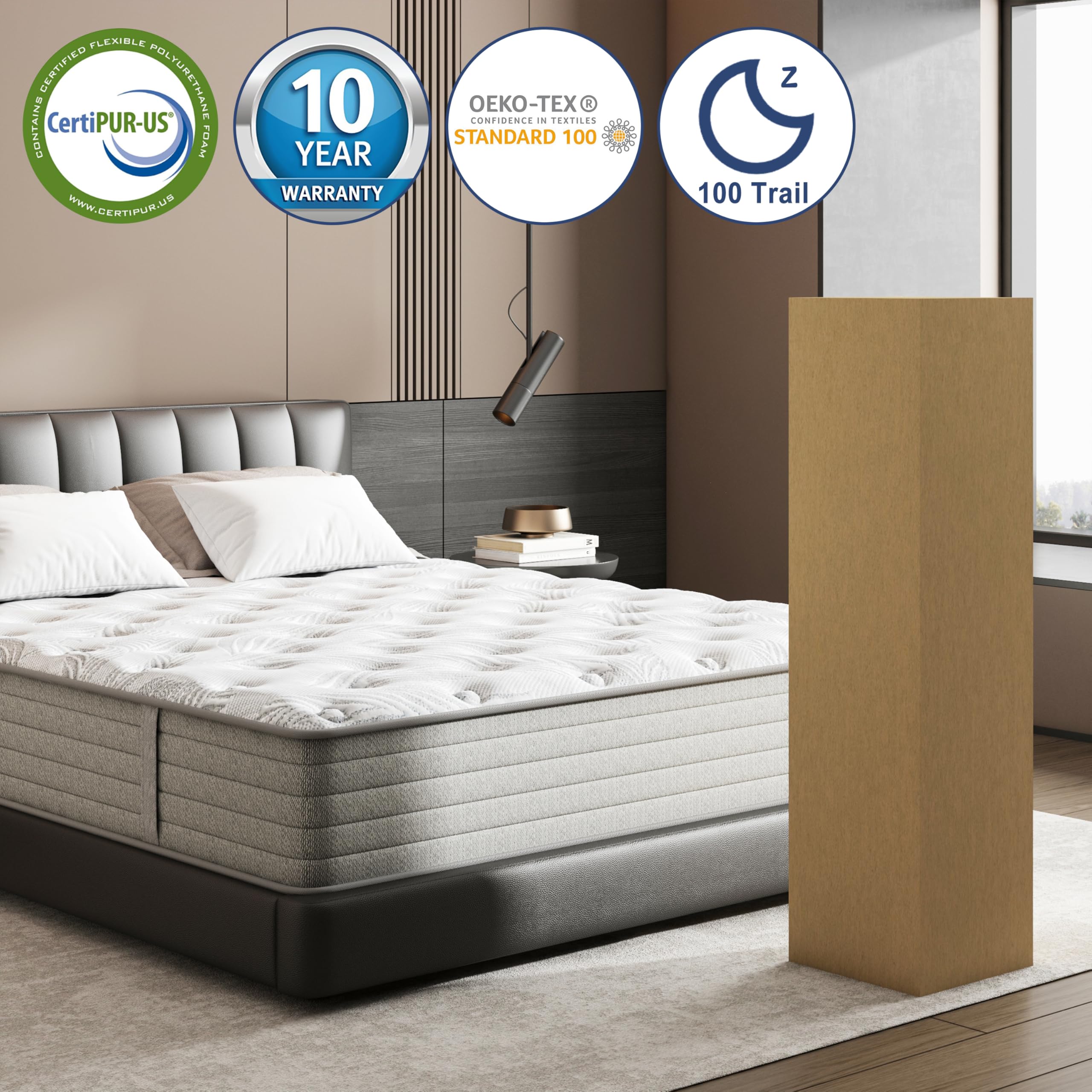 Full Size Mattress 12 inch Colchones Full Memory Foam Mattress Full Mattress in a Box Hybrid Mattress Medium Firm/Fireproof Grade III Anti Pilling/Extra Lumbar Support/Pressure Relief/Certi PUR-US