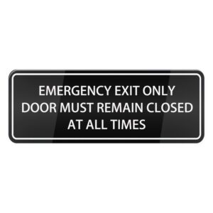 emergency exit only door must remain closed at all times sign,self adhesive sign for door or wall 8 x 3 inch easy installation premium acrylic design for your home office/business