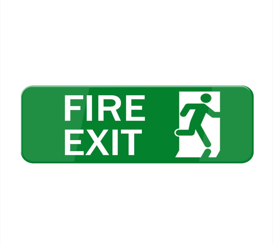 Fire Exit Sign For House, Strong Self-Adhesive Signs For Home, 8” X 3” Premium Durable Acrylic Sign For Door/Wall/Window