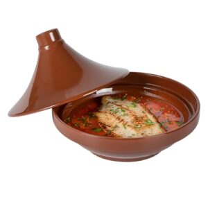 restaurantware-terra tek 26 ounce terracotta tagine pots, 8 microwavable tagine pots - glazed interior, oven-ready, terracotta serving pots, dishwashable, for cooking and serving