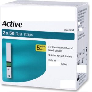 Active glucometer Test Strips, 100 (50x2)