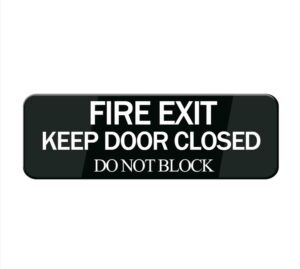 fire exit keep door closed do not block sign for house/office,signs for home,thick acrylic self-adhesive modern design door sign 8x3 inch home decor sign accessories door or wall