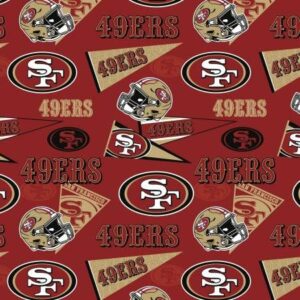 san francisco 49ers cotton fabric - nfl team logo cotton fabric by the yard, fat quarter, half yard, 1 yard, 2 yard cuts