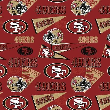 San Francisco 49ers Cotton Fabric - NFL Team Logo Cotton Fabric by The Yard, Fat Quarter, Half Yard, 1 Yard, 2 Yard Cuts