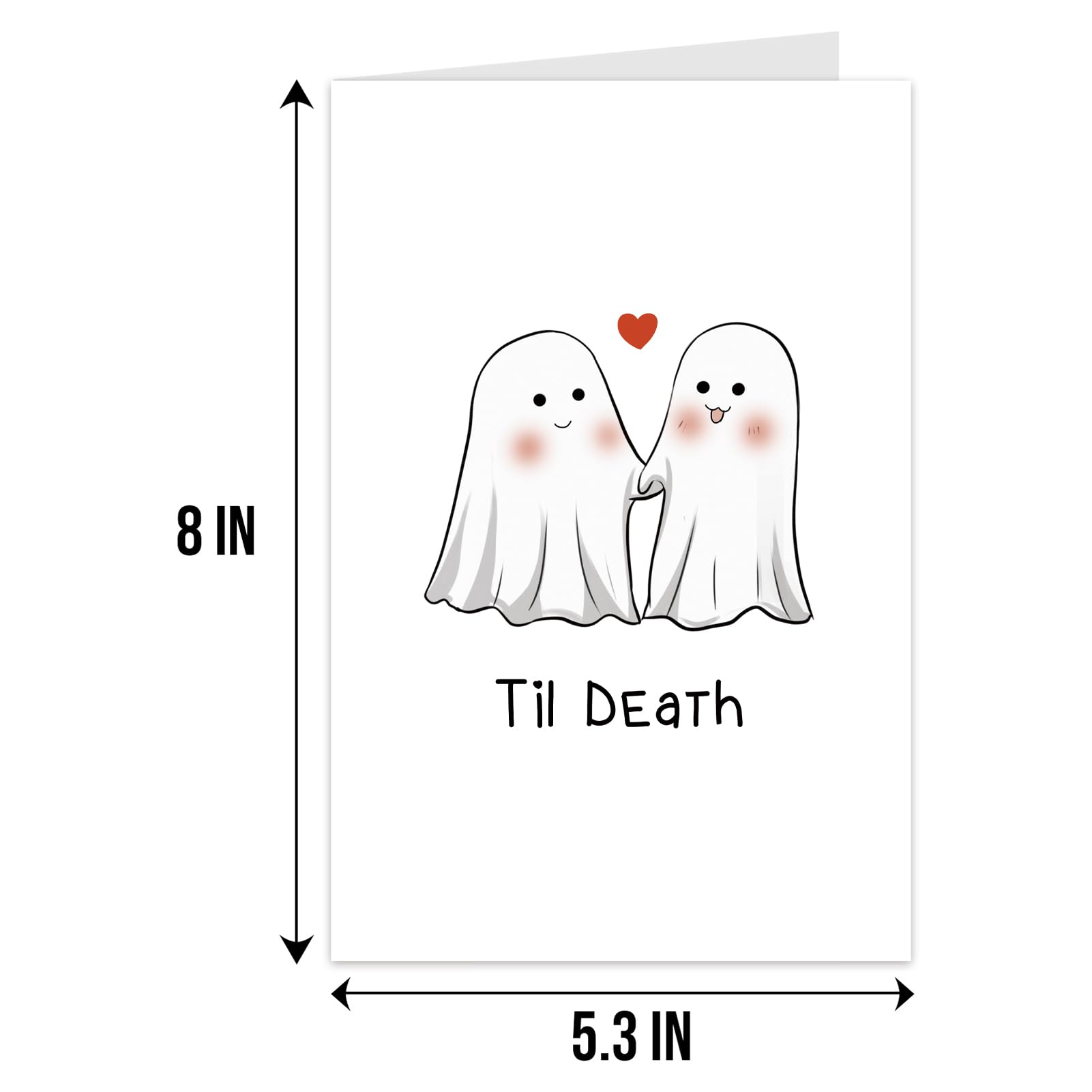 Qiliji Cute Ghost Wedding Card, Halloween Anniversary Card for Couple, Bridal Shower Card for Bride, Engagement Card for Friend, Valentine's Day Card for Husband Wife, Til Death Greeting Card