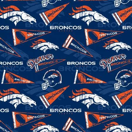 Denver Broncos Cotton Fabric - NFL Team Logo Cotton Fabric by The Yard, Fat Quarter, Half Yard, 1 Yard, 2 Yard Cuts