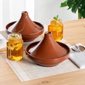 Restaurantware-Terra Tek 26 Ounce Terracotta Tagine Pots, 8 Microwavable Tagine Pots - Glazed Interior, Oven-Ready, Terracotta Serving Pots, Dishwashable, For Cooking And Serving