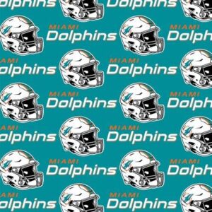 miami dolphins cotton fabric - nfl team logo cotton fabric by the yard, fat quarter, half yard, 1 yard, 2 yard cuts