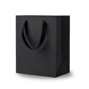 argivean black gift bags with handles: 6pcs medium gift bags bulk 8x5x10 inch for wedding party birthday business