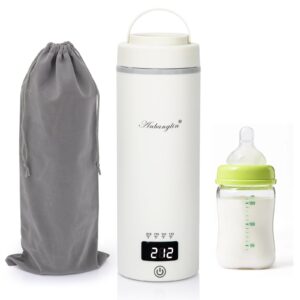 portable bottle warmer for travel, 17 oz milk warmer, 4 temperature control & auto shut-off, fast boil hot water warmer, perfect for travel&hotel use,electric kettle with handy（white，non-rechargeable）